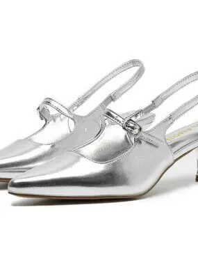 Shoes | Womens Closed Pointed Toe Kitten Heel Slingback Low Heel Pumps ...